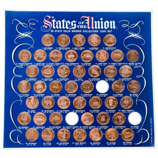 States of The Union 50 State Bronze Collectors Coin Set
