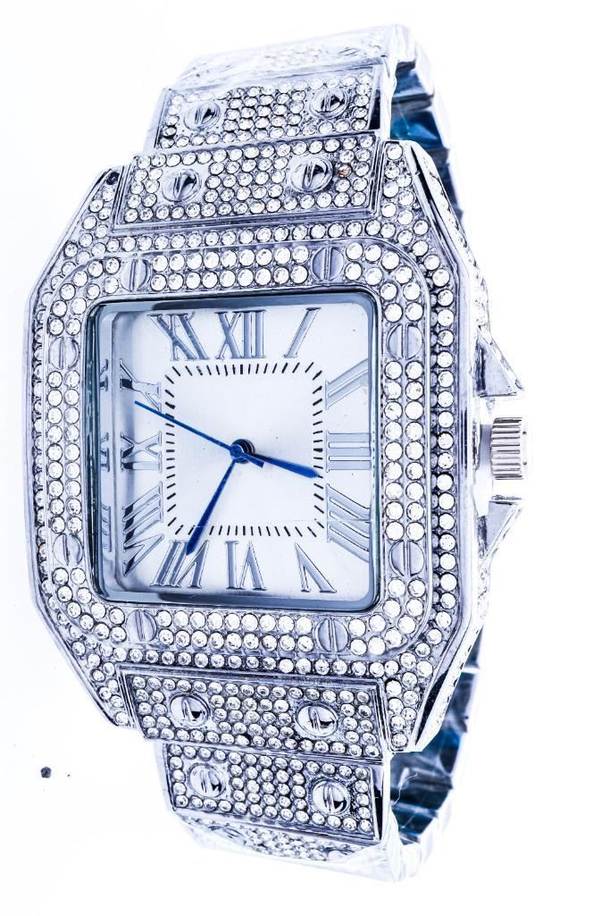 Unisex Fancy Qtz. Watch, Micro Pave Set Swarovski Elements , Silver ...