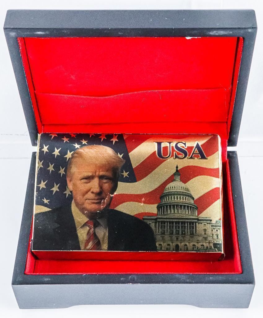Donald Trump - 999.9 24 kt Gold Foil Playing Cards in Executive Wood Case