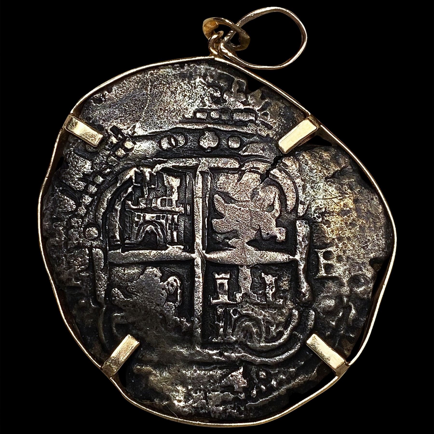 Spain Silver 8 Reale 14K Gold Bezel NICELY CIRCUL