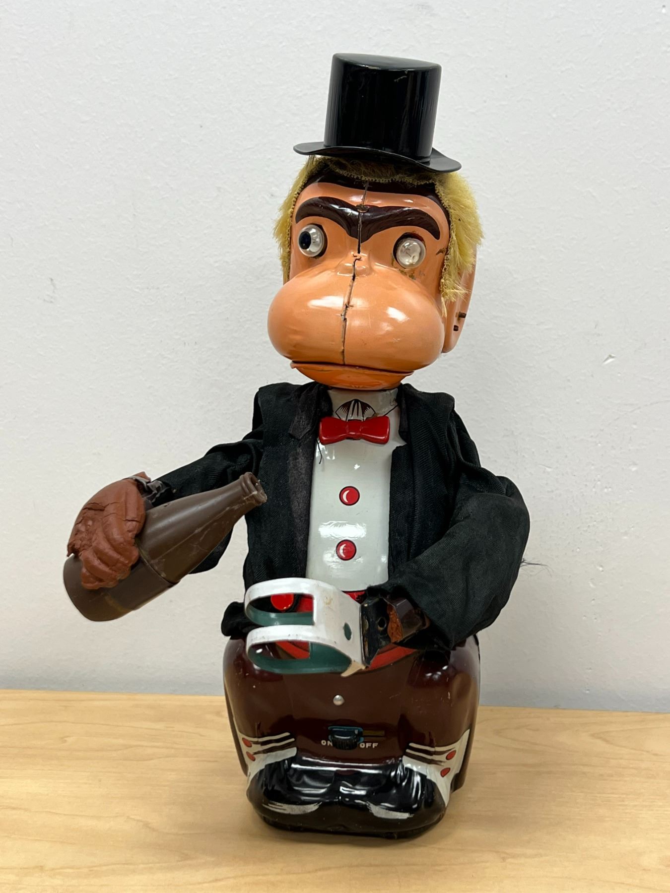 Vintage Line Mar Toys Japan Tin Metal Battery Op "Jocko The Drinking ...