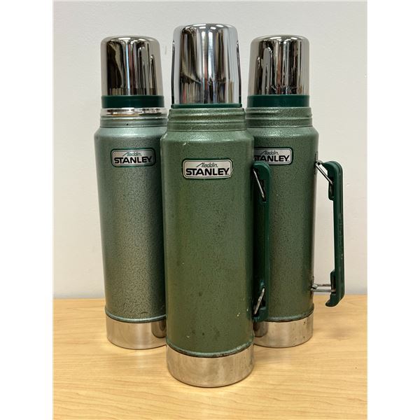 3 Vintage Green Metal ALADDIN STANLEY THERMOS 1 Qt. 14" - Vacuum ...