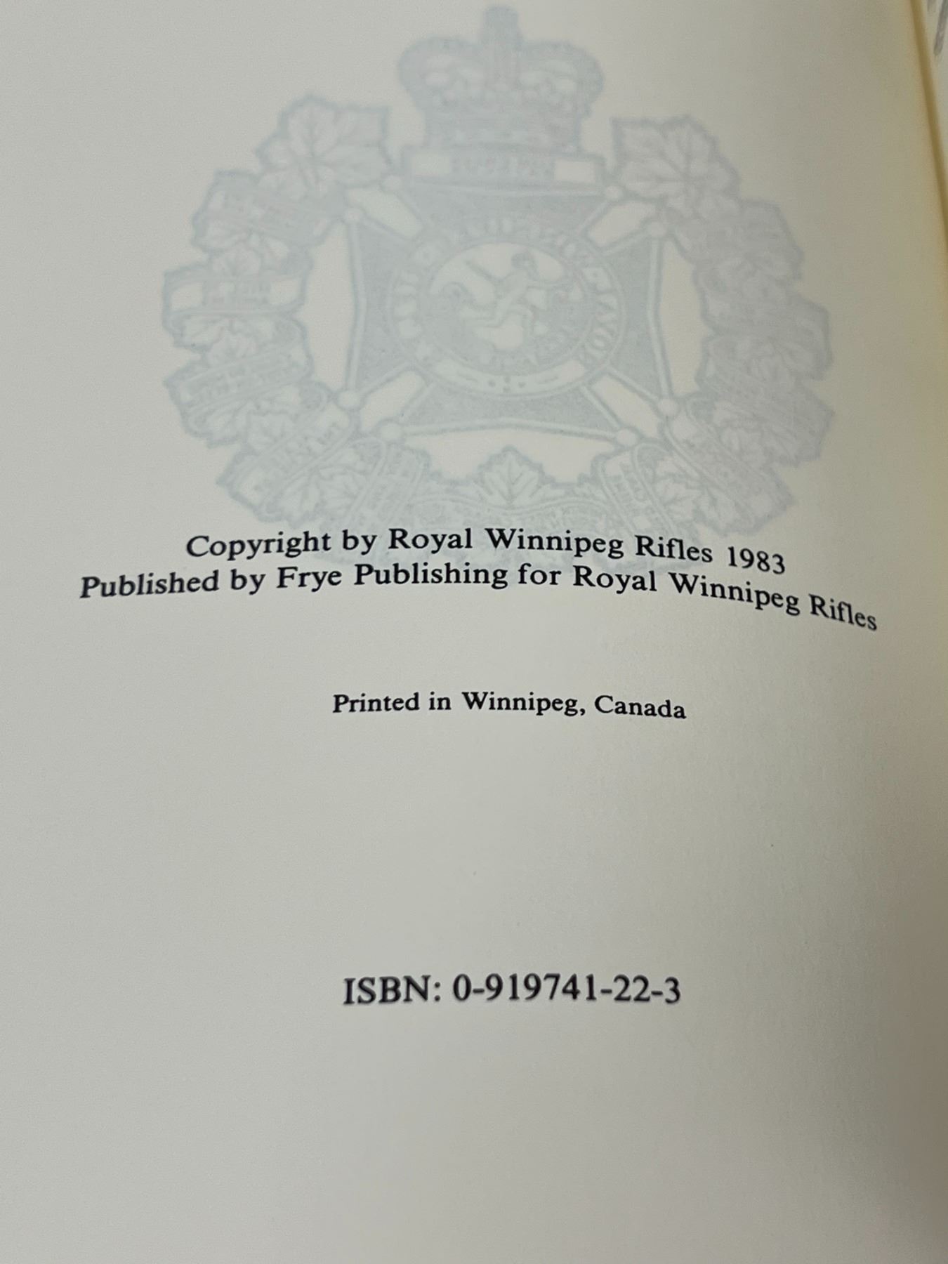 Royal Winnipeg Rifles History Book - Little Black Devils - Bruce ...
