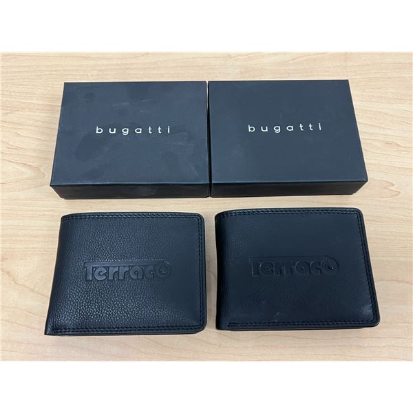 2 Bugatti Genuine Leather Bill Fold Wallets - Look New in box