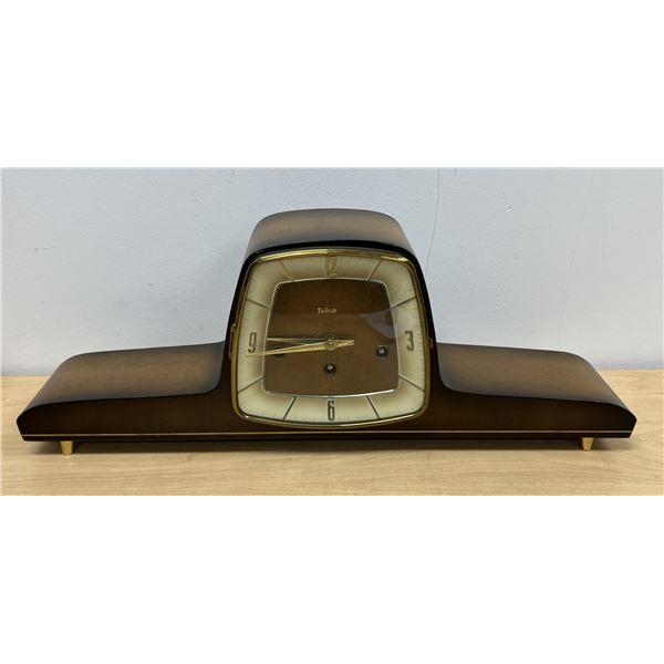Mid Century Telep Germany Wooden Mantle Clock w/key - Not tested ...