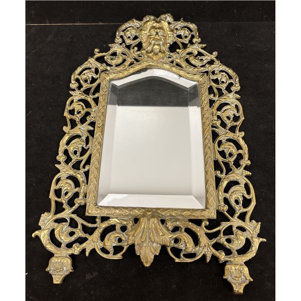 Antique E. Blaesius Solid Brass Framed Beveled Mirror Bacchus Bust ...