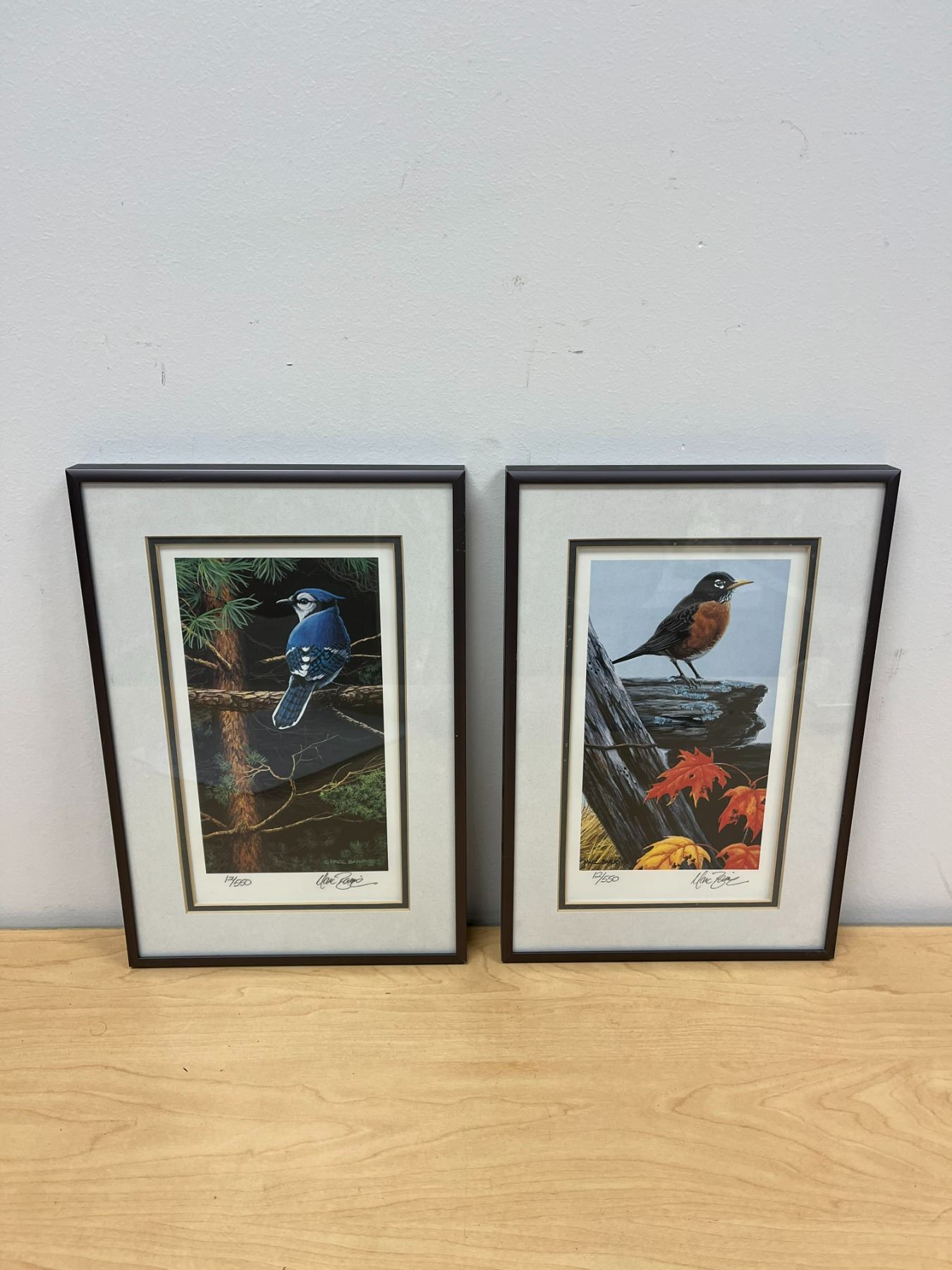 Hand Signed Marc Barrie "Summer Blue Jay" & "Fall American Robin ...