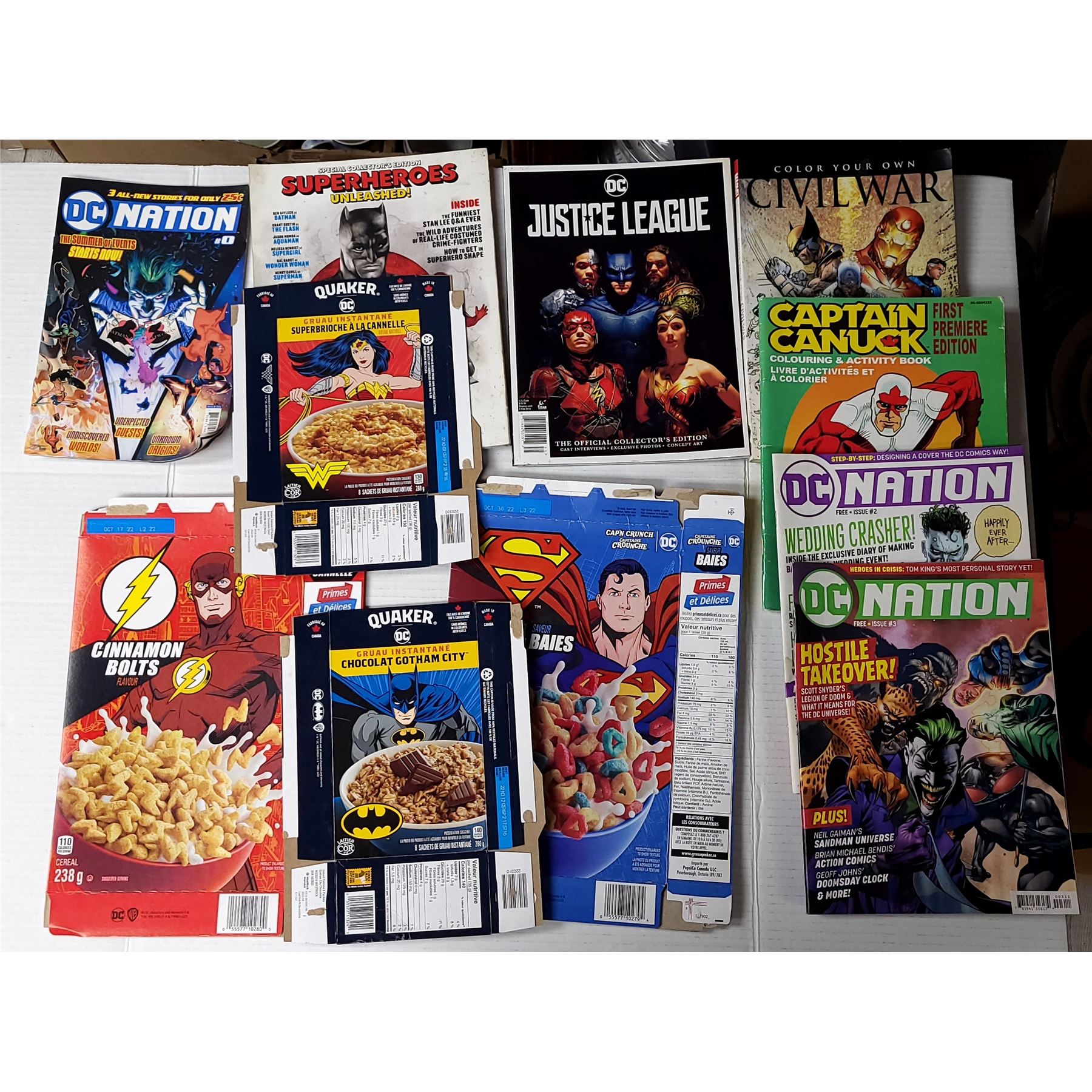 Mixed Super Hero Magazines & Cereal Boxes (A3781)