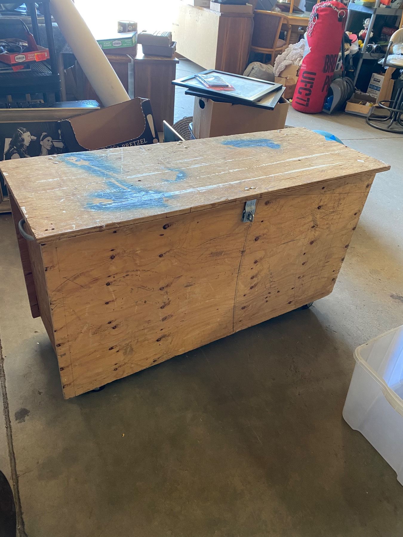 Wood box on casters 4ft Long