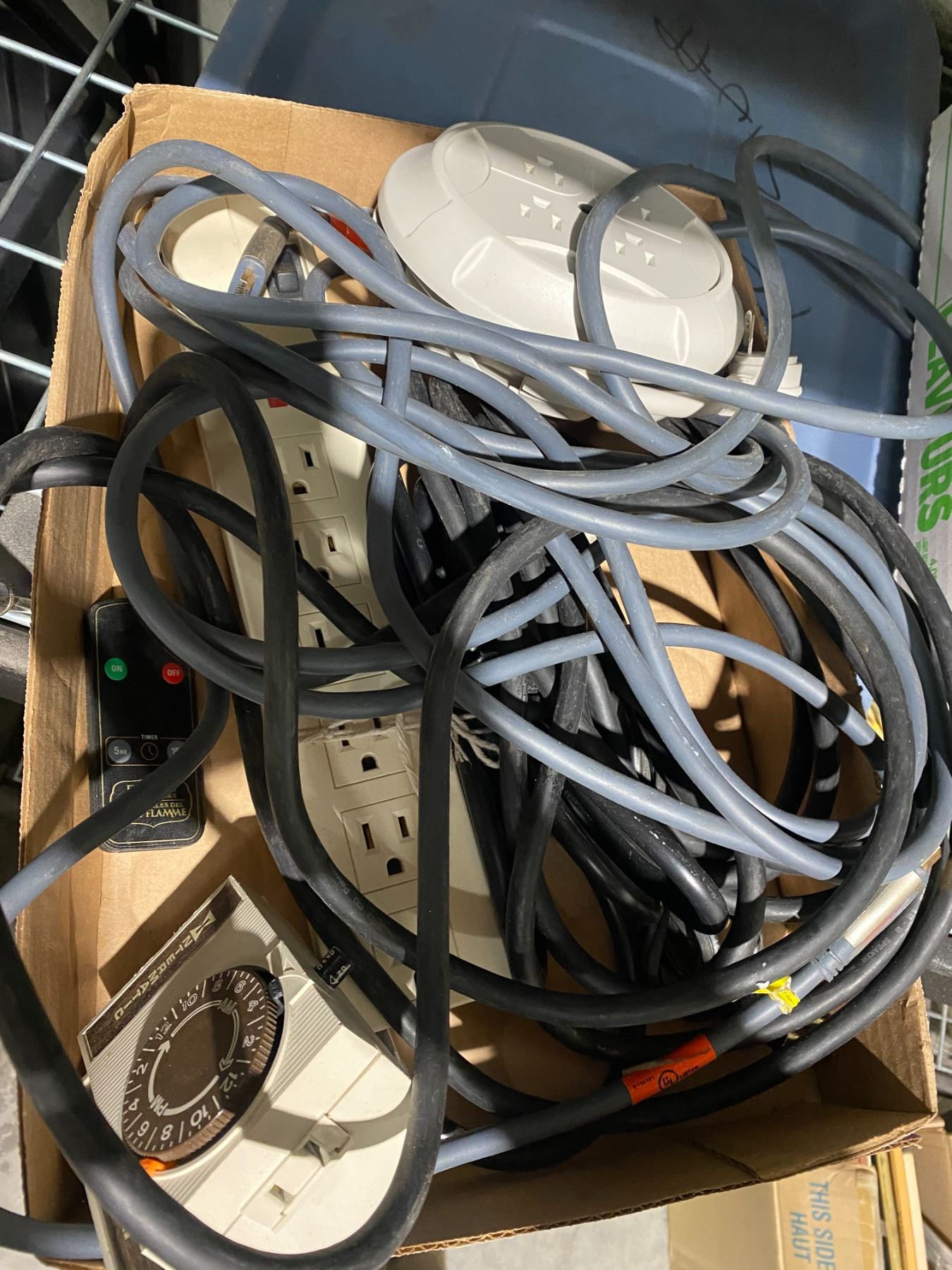 Assorted cords, timer, power bar etc