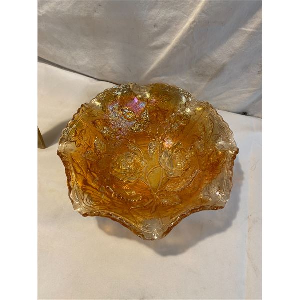 Carnival glass rosé design bowl
