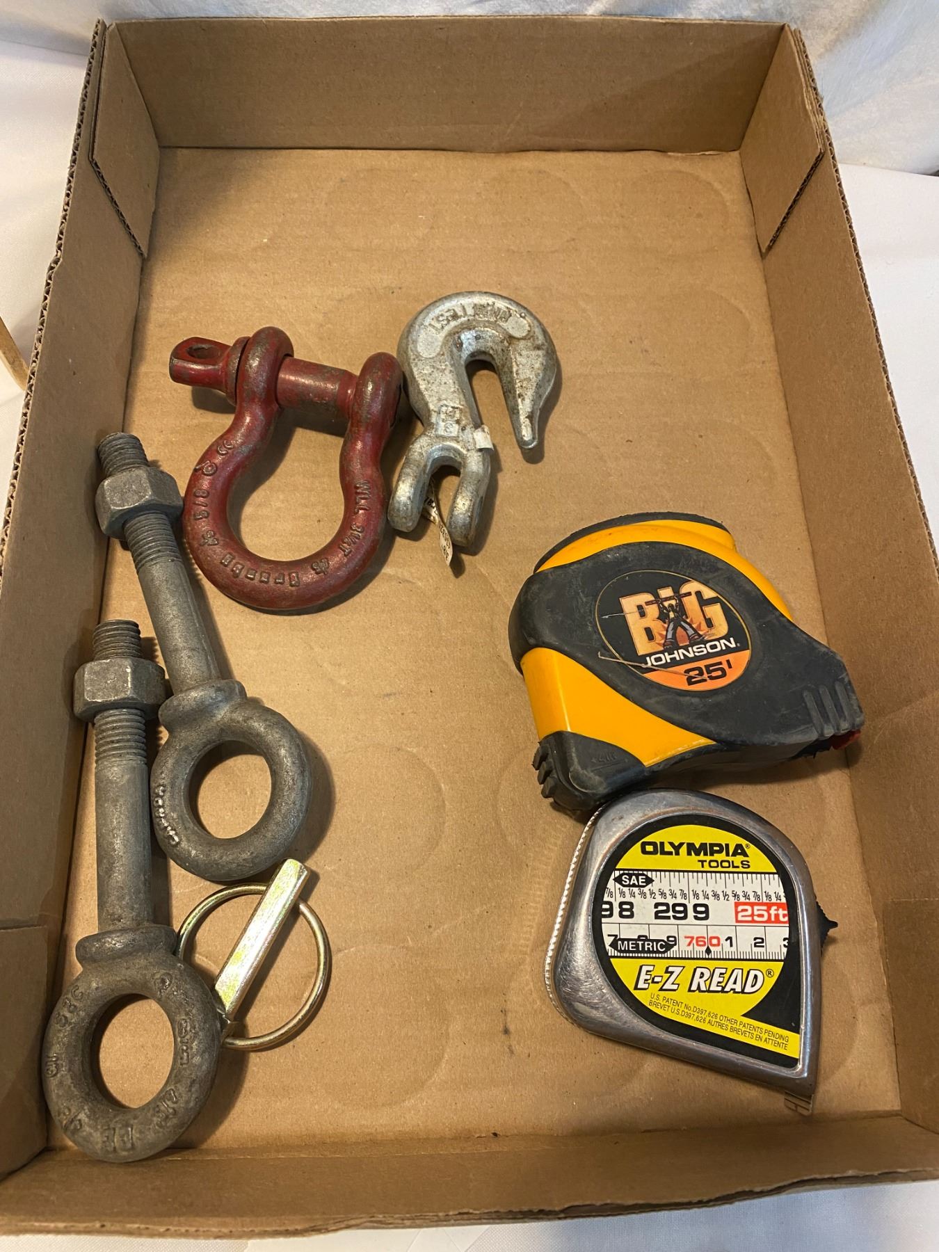 Tape measure and I bolts etc