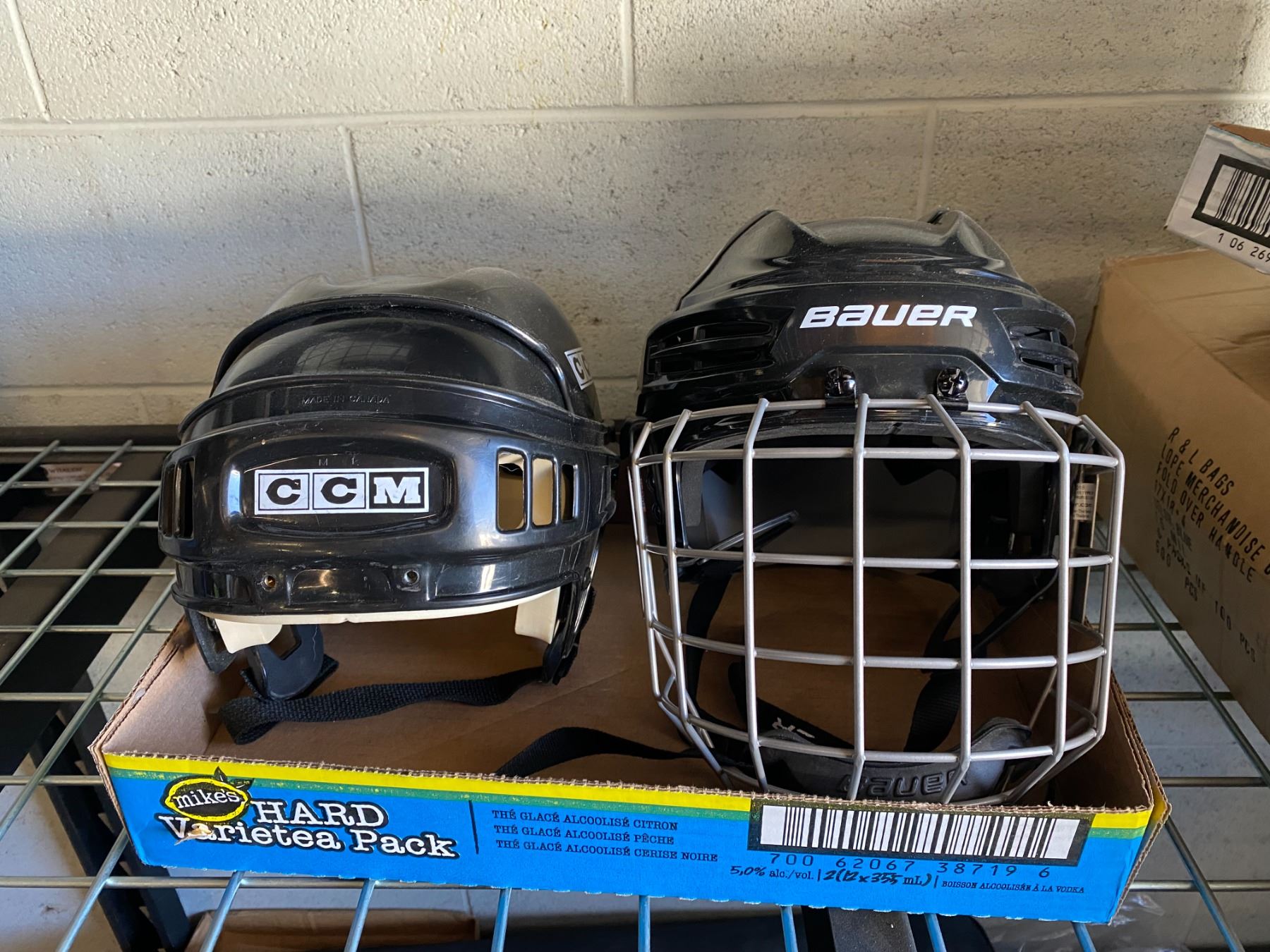 Bauer and CCM helmets