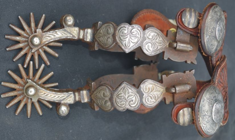 Fleming silver inlaid heart pattern spurs