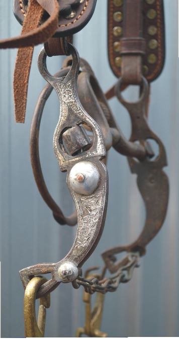 bridle with early Sonora pattern silver inlaid ring bit
