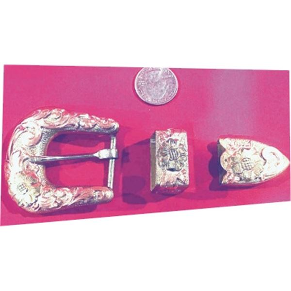 Clint Mortenson silver and rose gold 3 piece buckle set