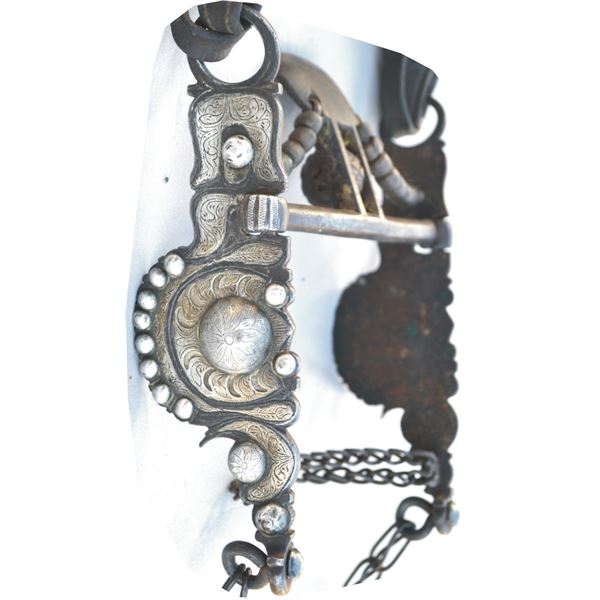 circa 1880’s Calif silver inlaid pierced cheek spade bit