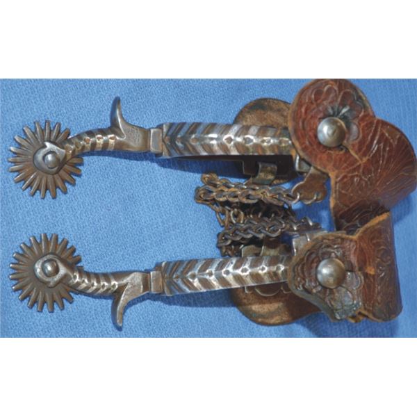 GS Garcia silver inlaid spurs
