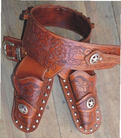 Pale Rider nicely tooled double buscadero rig