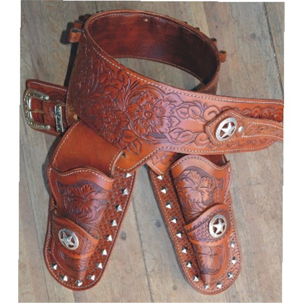 Pale Rider nicely tooled double buscadero rig