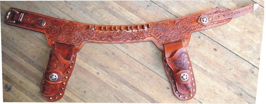 Pale Rider nicely tooled double buscadero rig