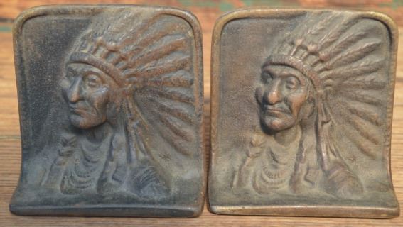 circa 30-40’s bronze Indian head bookends