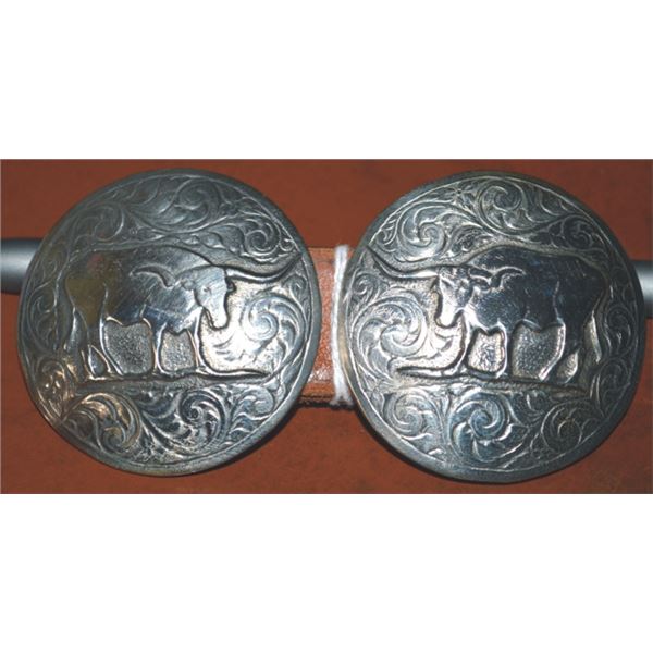 silver longhorn pattern 2” conchos