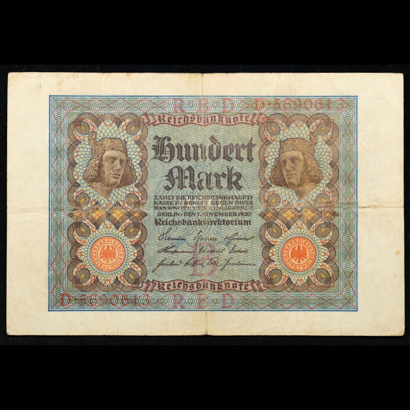 1920 Germany Weimar Republic 100 Marks Post-WWI Hyperinflation Banknote ...