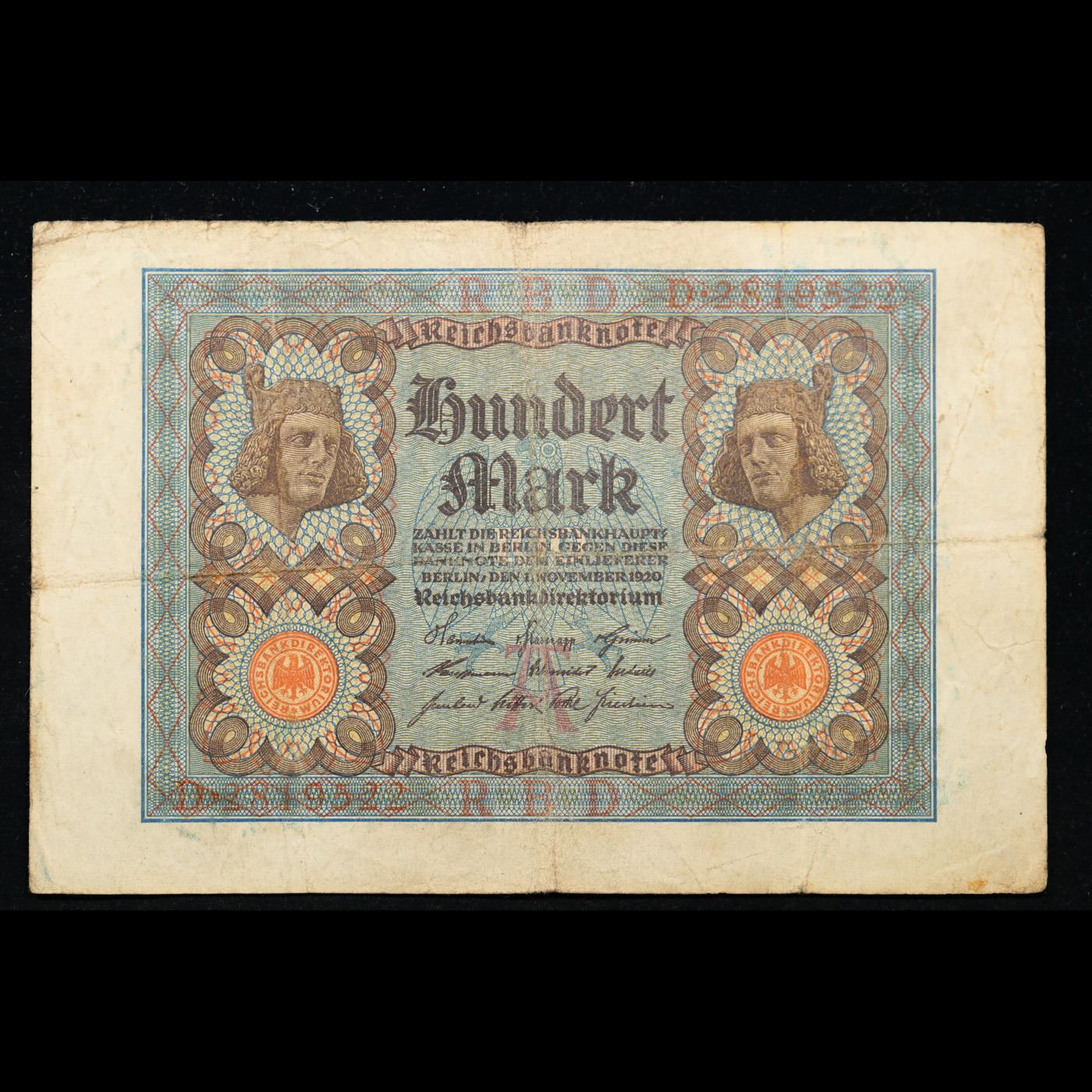 1920 Germany Weimar Republic 100 Marks Post-WWI Hyperinflation Banknote ...
