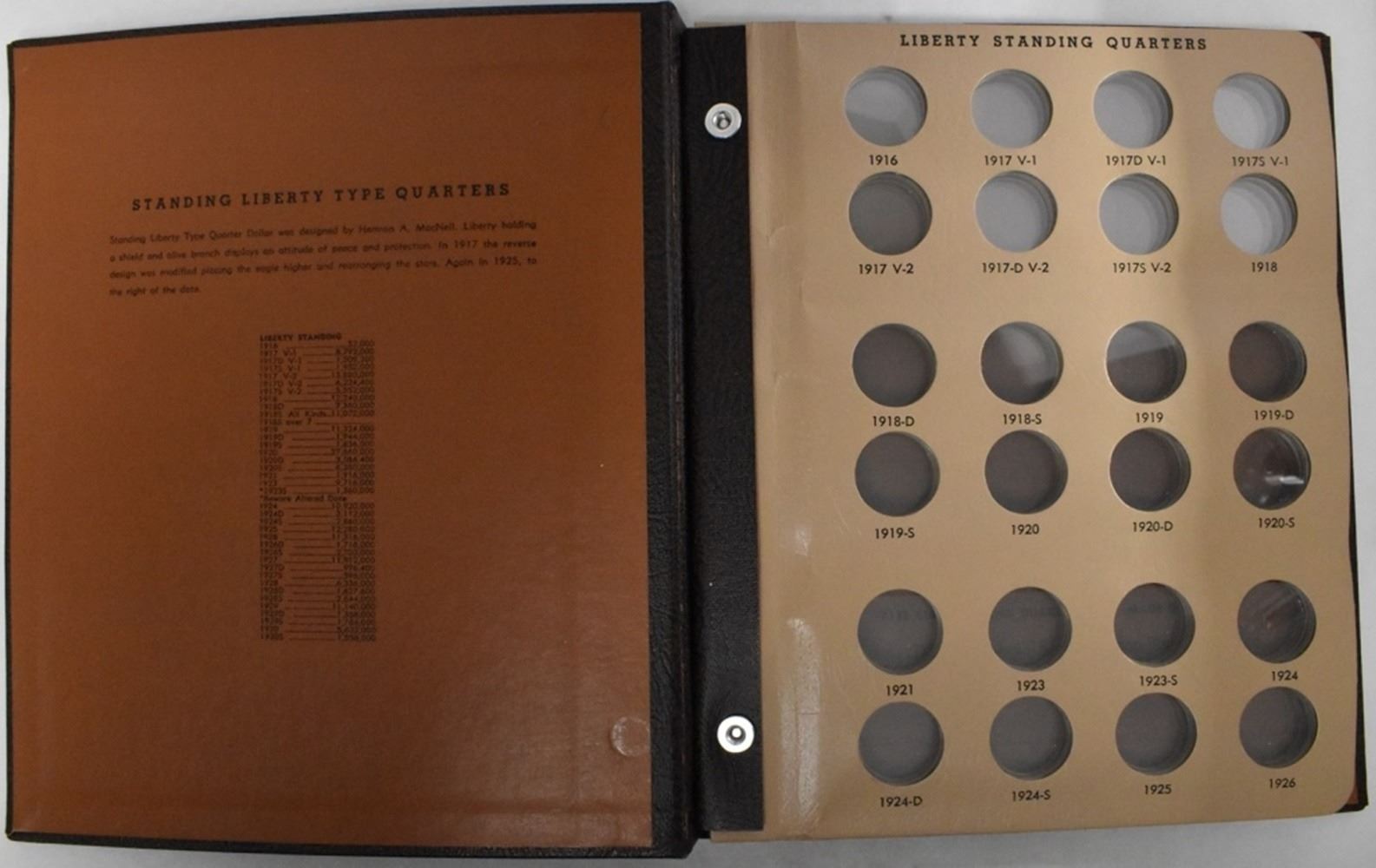 LIBERTY STANDING QUARTER COIN ALBUM