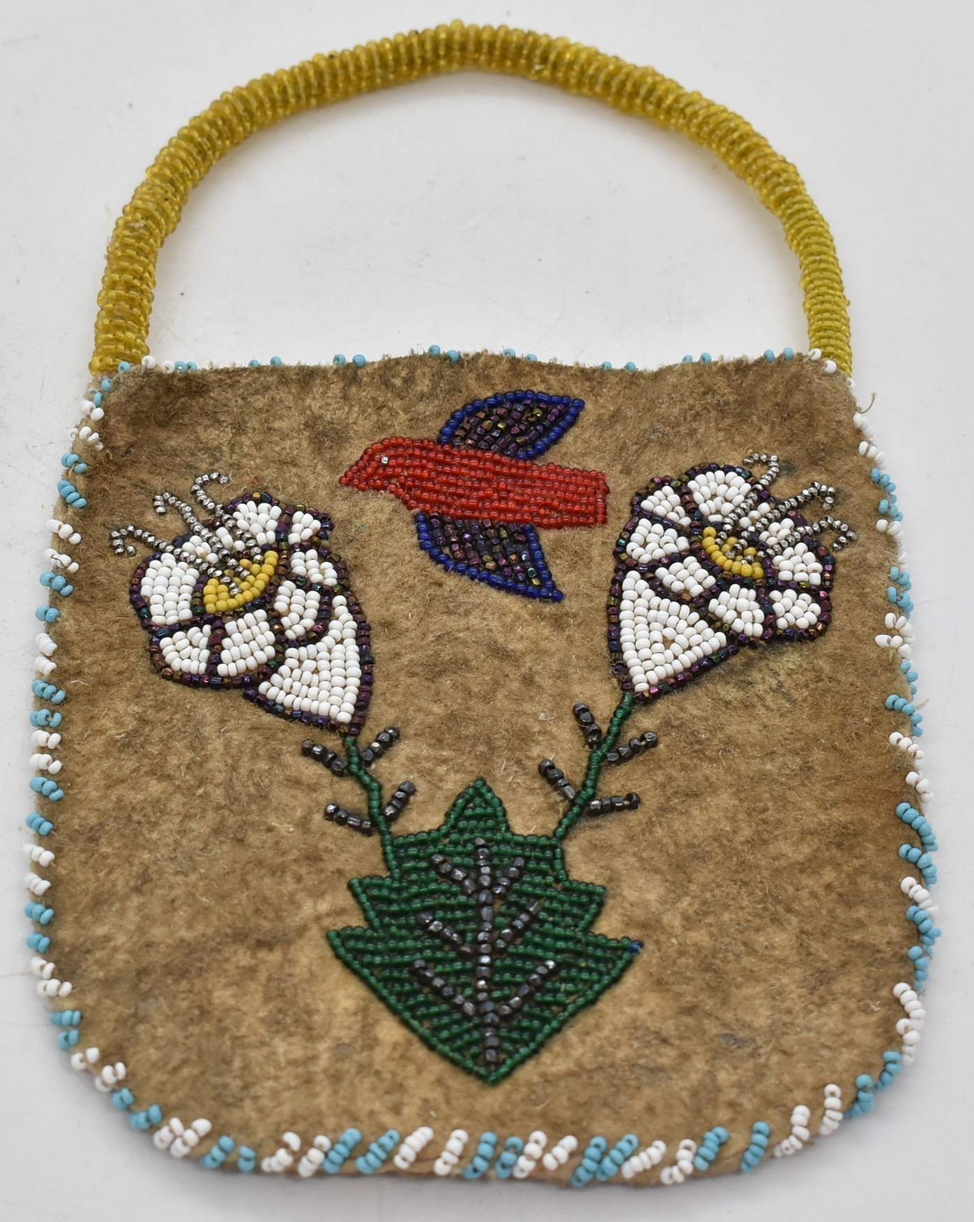 Antique Native American Plains Sioux Beaded Leather Purse