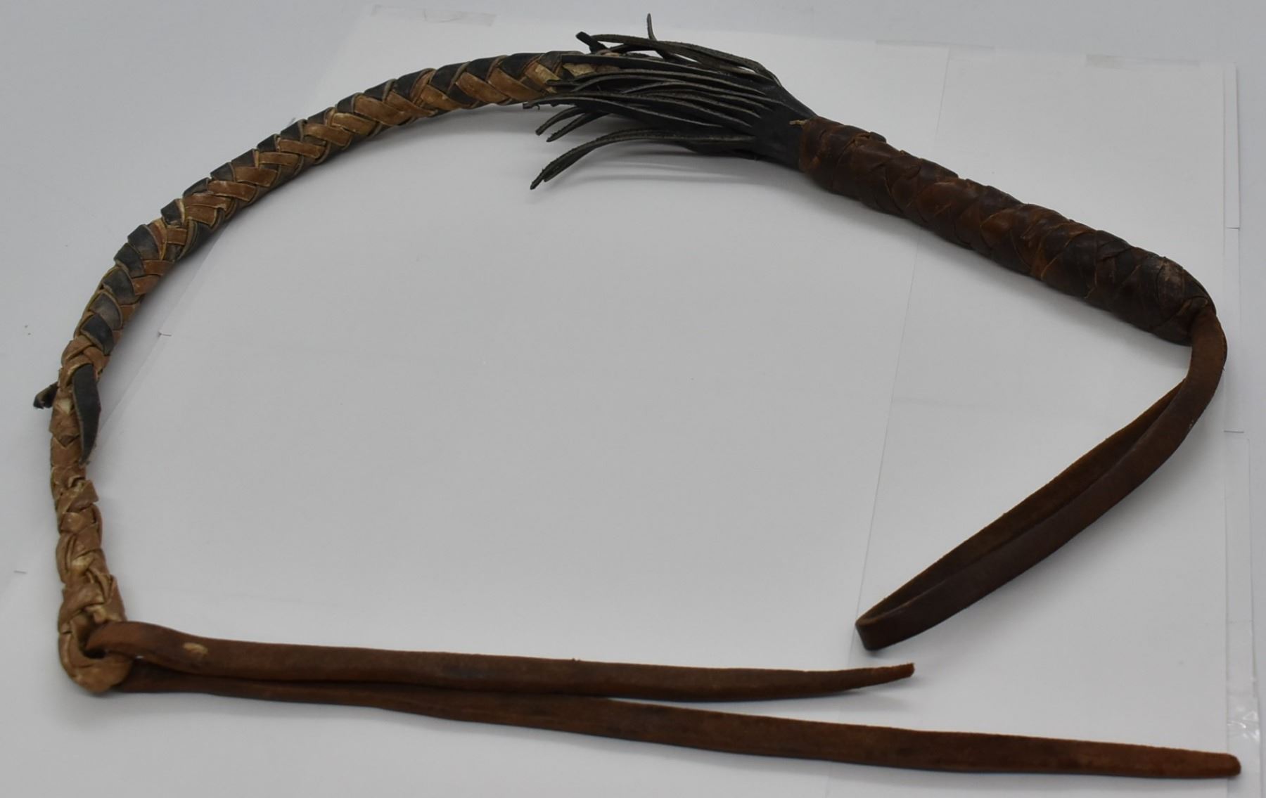 Antique Cowboy Hand Braided Leather Quirt