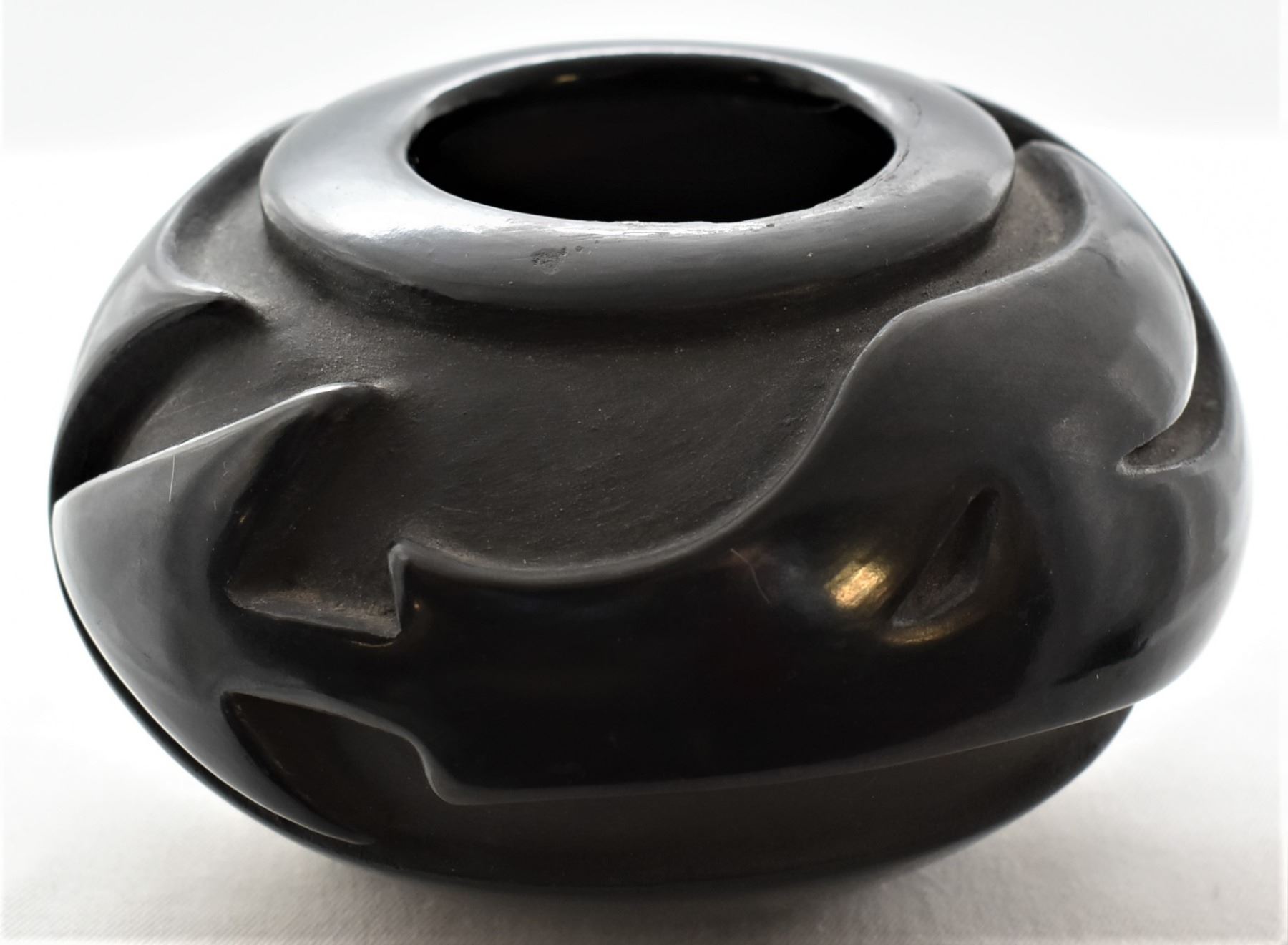 Historic Santa Clara Carved Avanyu Pottery Bowl