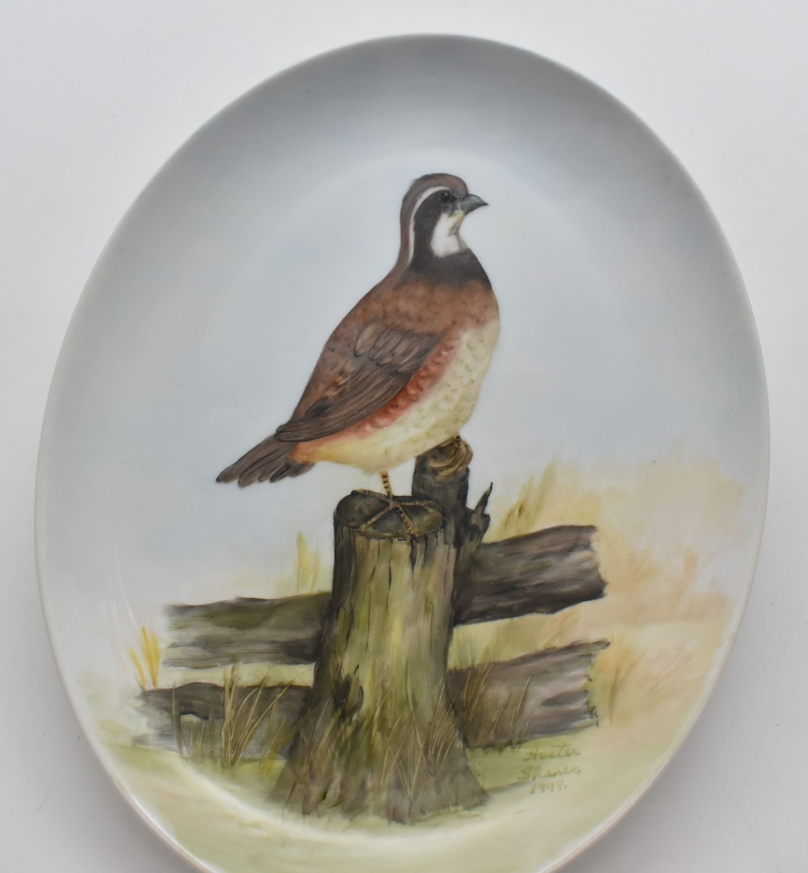 Vintage Hand Painted Quail Plate by Mary Hester