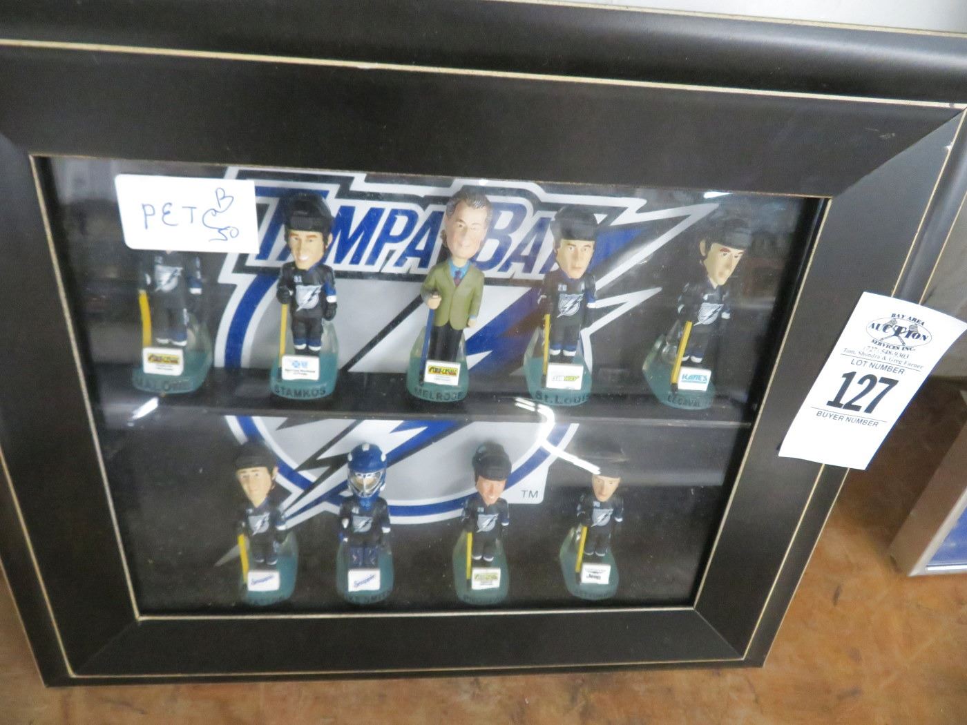 Framed Shadow Box w/Hockey Player Figurines