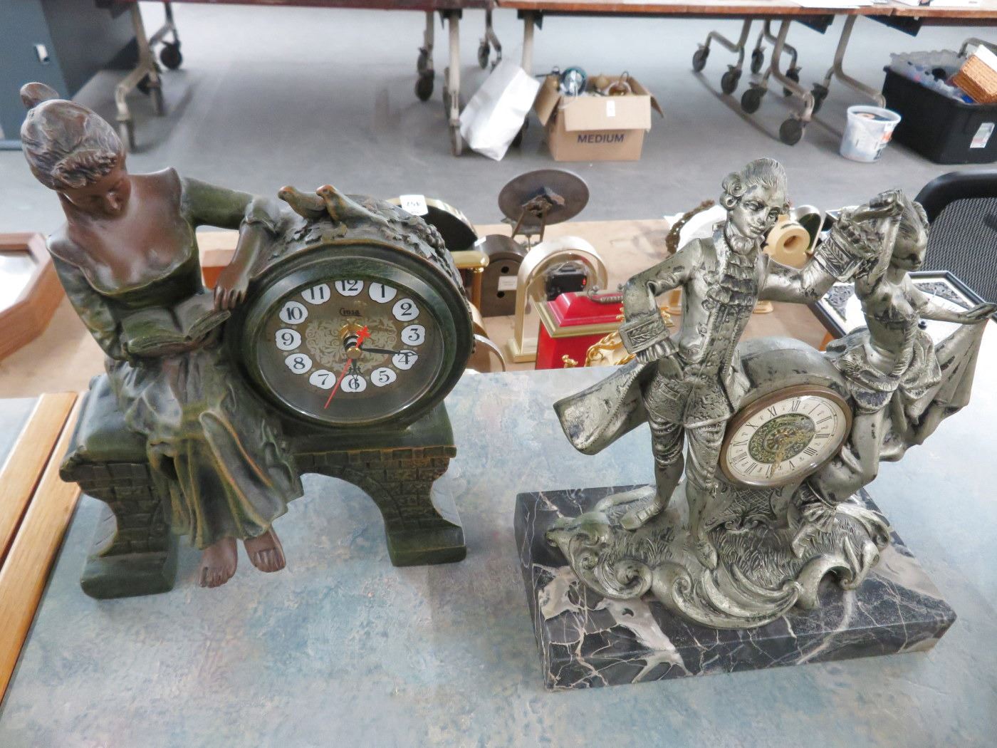 3-Crosa Resin Figural Clocks - 3 X