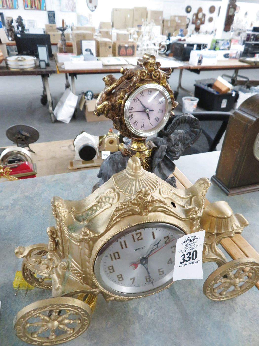 United Mixed Metal Stage Coach Clock