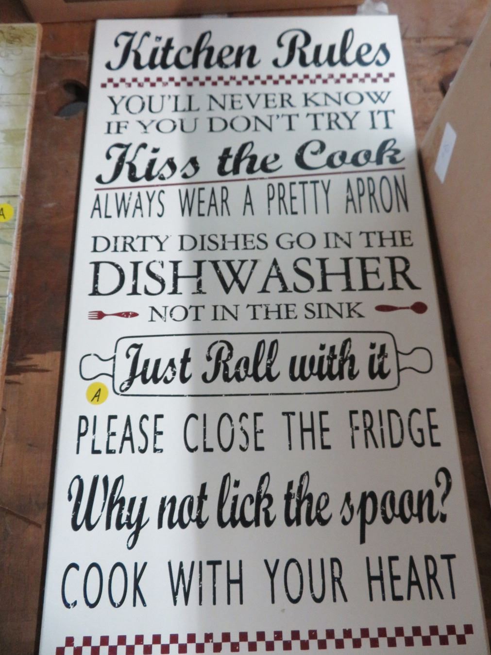 Wood Kitchen Rules Sign