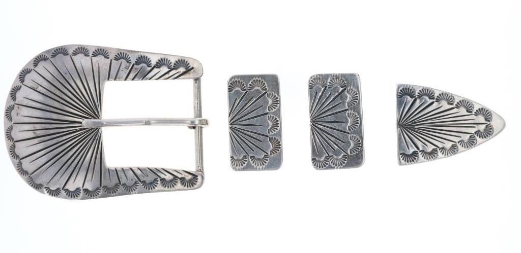 Uncle Sam W. (Navajo, 20th C.) Rangle Buckle Set