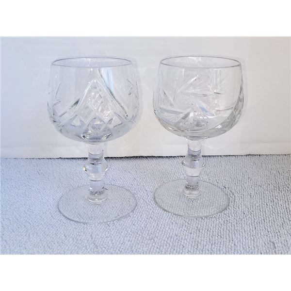 Lot Of 2 Embassy Red Wine Crystal Glasses