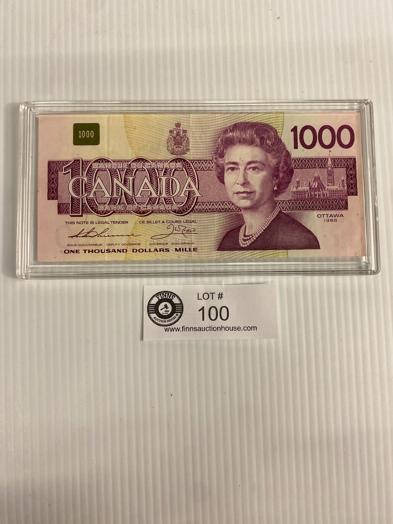 1988 1000 Canadian Dollars In Museum Case 1988-1000-canadian-dollars-in-museum-case