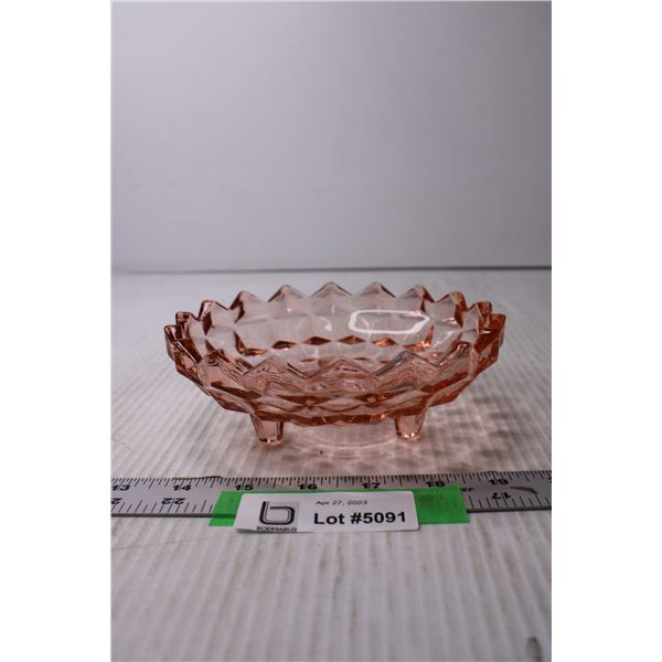 Pink Depression Glass Footed Bowl Bodnarus Auctioneering