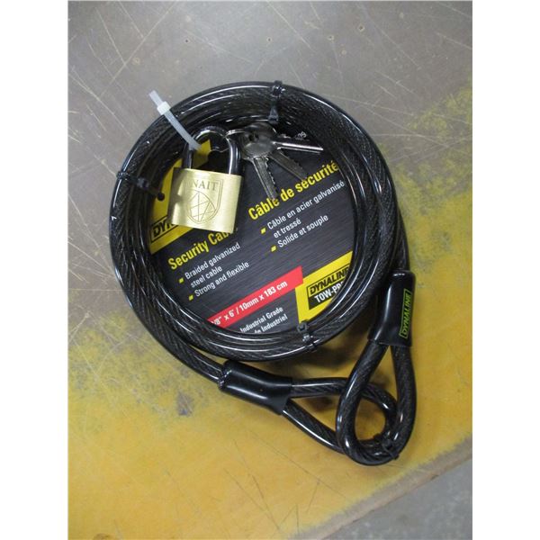 NEW: 3/8" X 6' SECURITY CABLE C/W LOCK