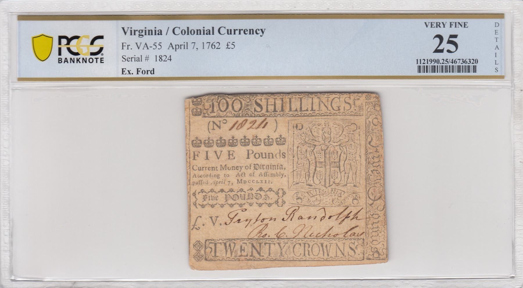 Current Money of Virginia. Act of Assembly Passed May 24, MDCCLXII ...