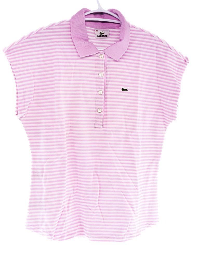 "Lacoste" Pink Stripe Golf Polo Original Tag $110.00 Size 42