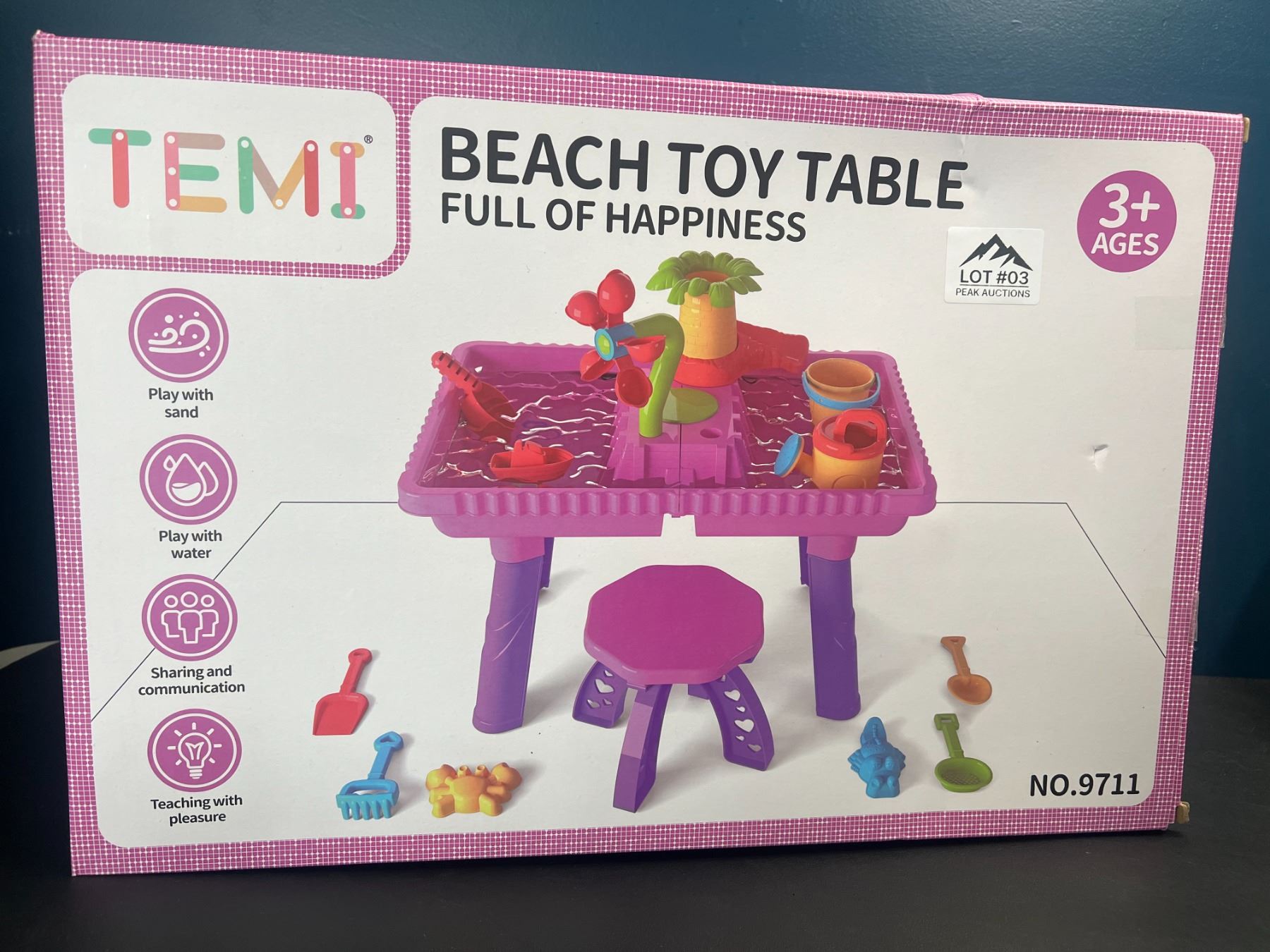 Lot of 1 TEMI Beach Toy/Sensory Play Table for Kids