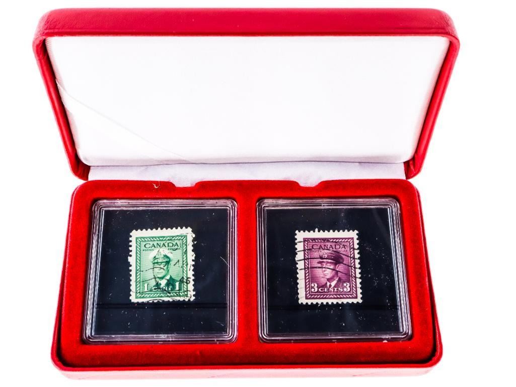 Set 2 Canada 1 Cent & Three Cents Stamps Quads - Case
