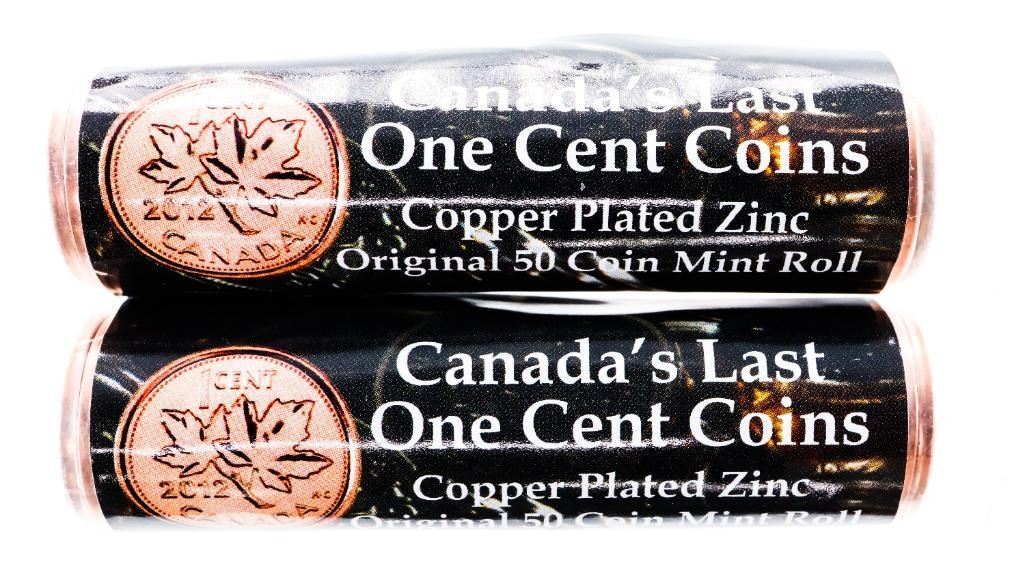Lot 2 Canada's Last One Cent Coins, Copper Plate Zinc,