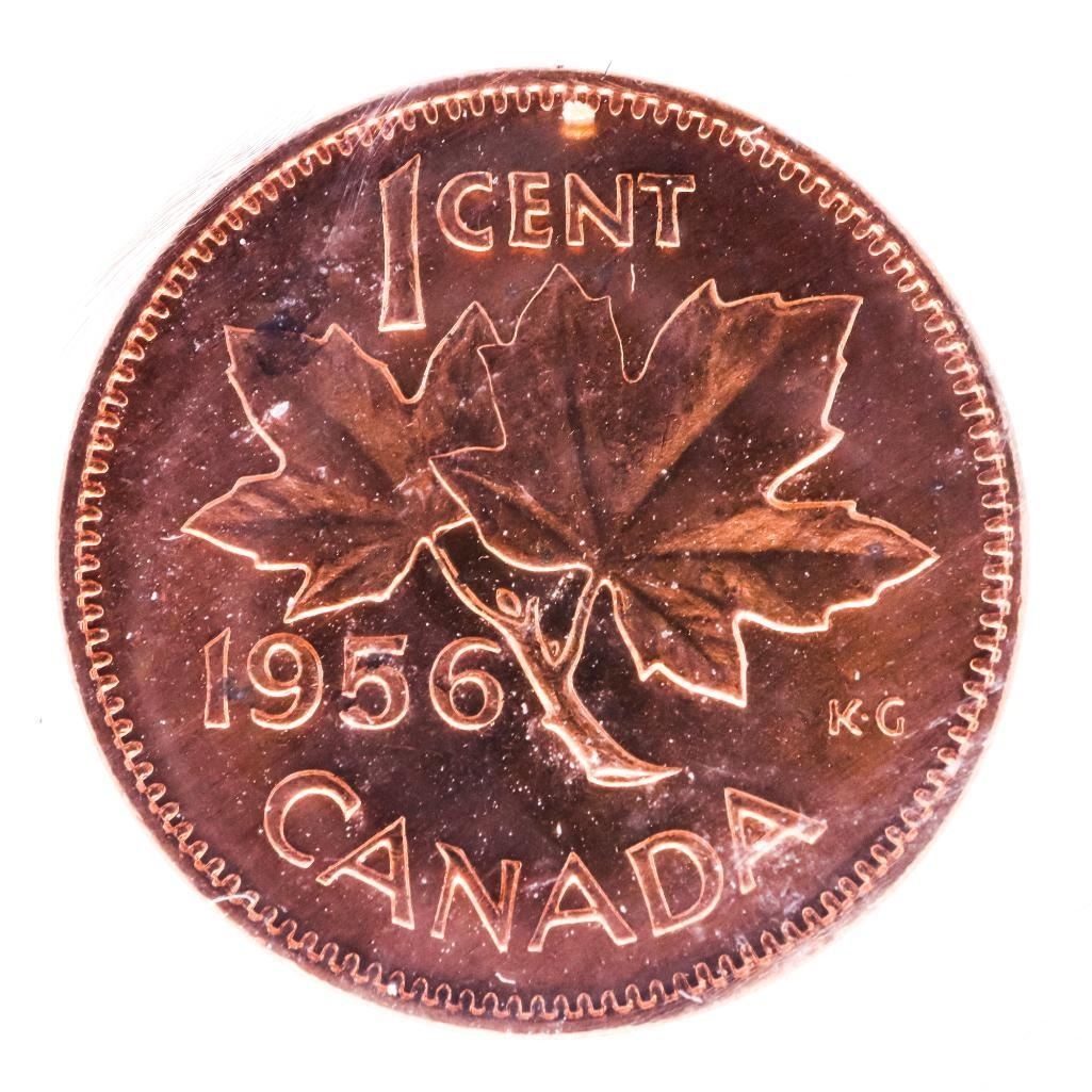 1956 Canada One Cent Coin Red MS-64