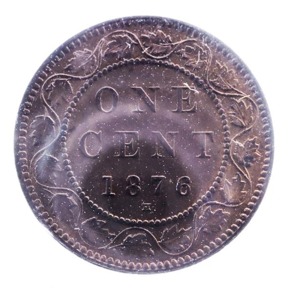 Canada, 1876H Large Cent MS 64 ICCS Red & Brown